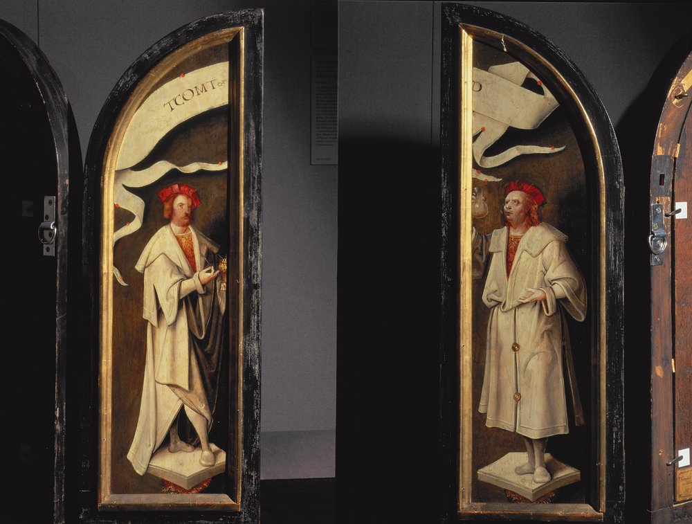 The Cleansing of Naaman Triptych: Side Panels Depicting the Martyrs Cosmas and Damian ...